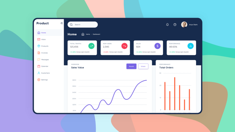 Free Dashboard UI kit for XD - Inkyy