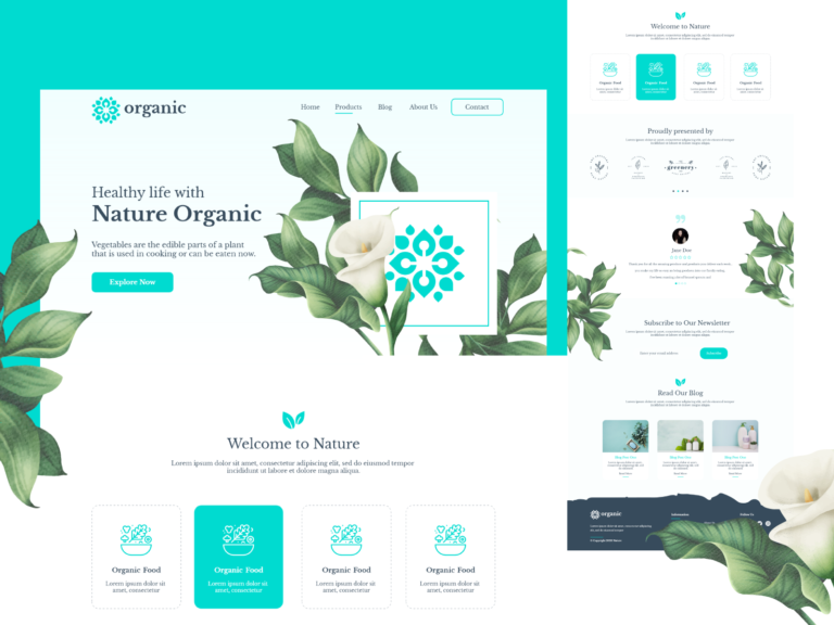 Organic Natural Health Adobe XD UI Kit - Inkyy