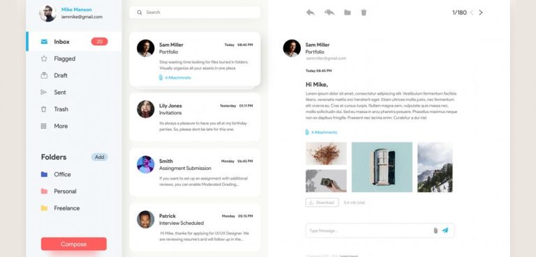Portfolio Website free adobe XD template - Inkyy